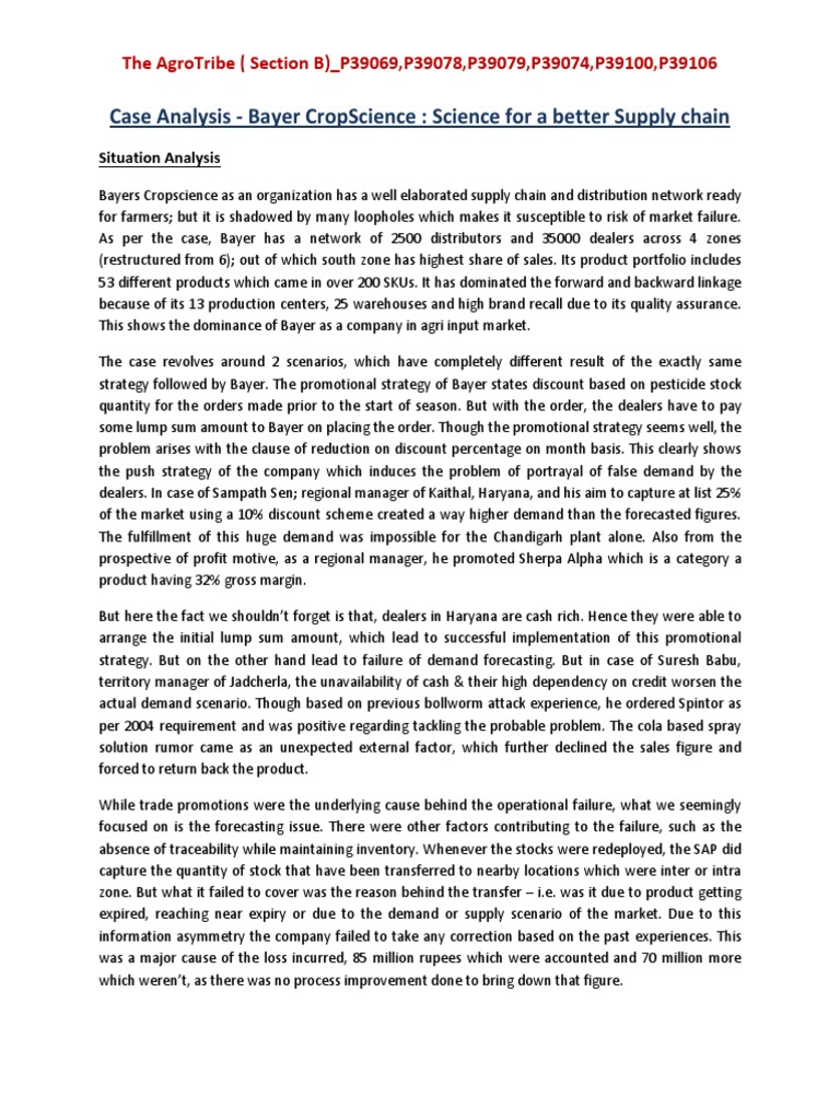 Bayer's supply chain issues and solutions | PDF | Forecasting | Bayer