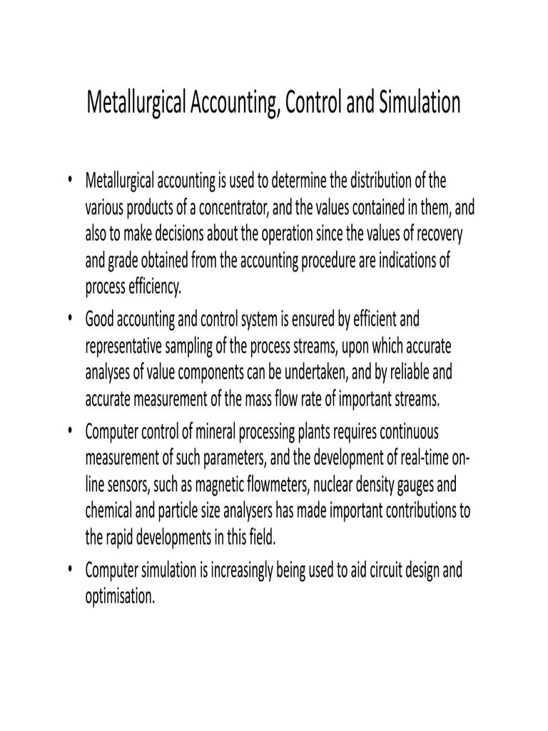 Metallurgical Accounting, Control and Simulation | PDF | Control Theory ...
