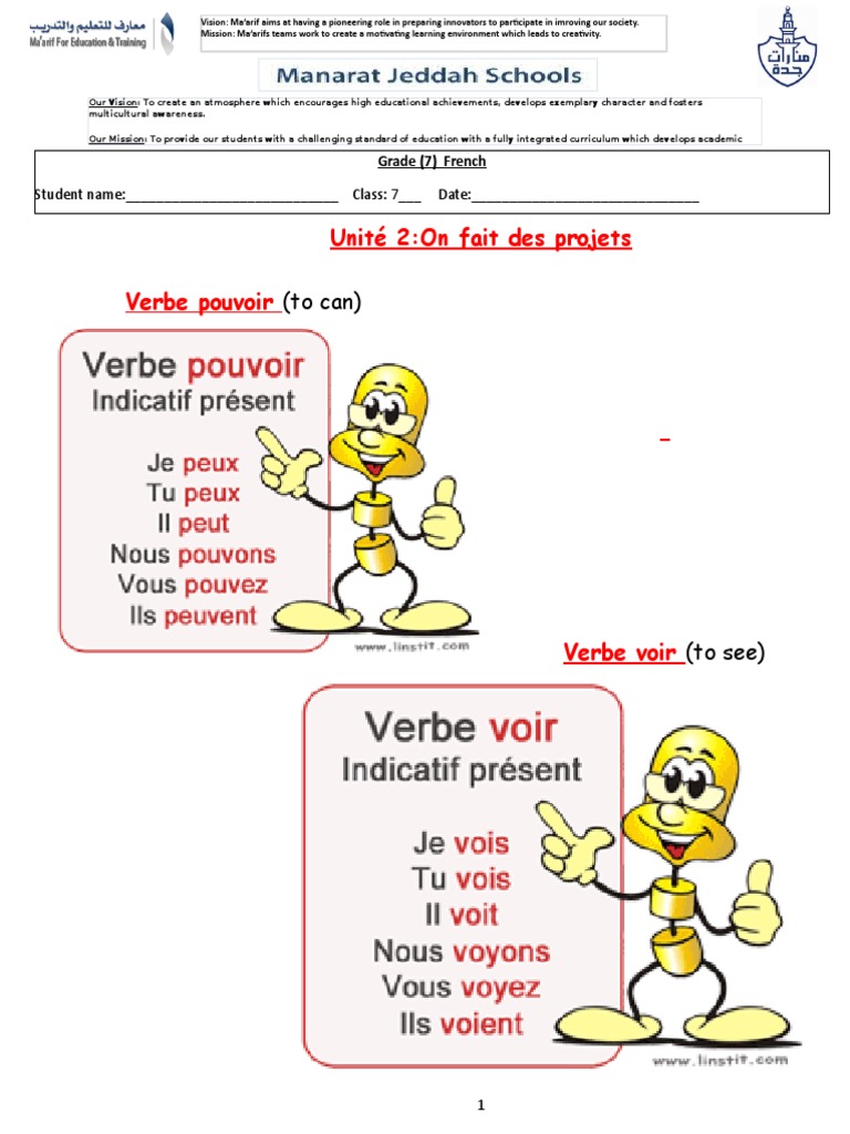 GR 7 - Verbe Pouvoir & Verbe Voir | PDF | Pedagogy | Cognition