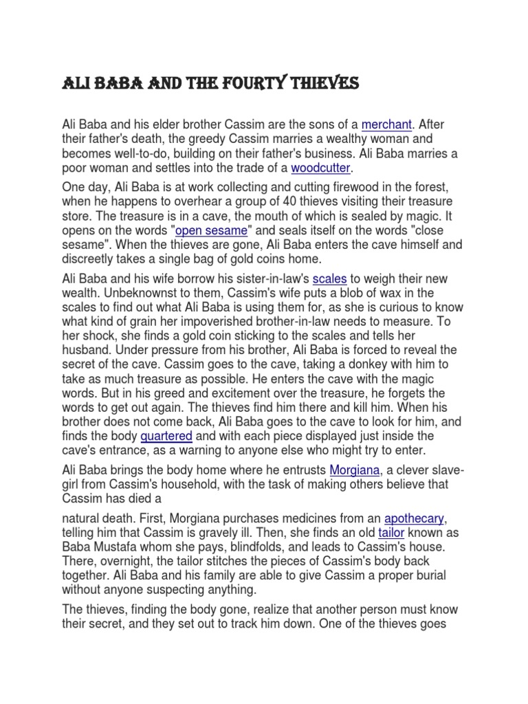 Ali Baba and The Fourty Thieves | PDF | Poetry | Classics