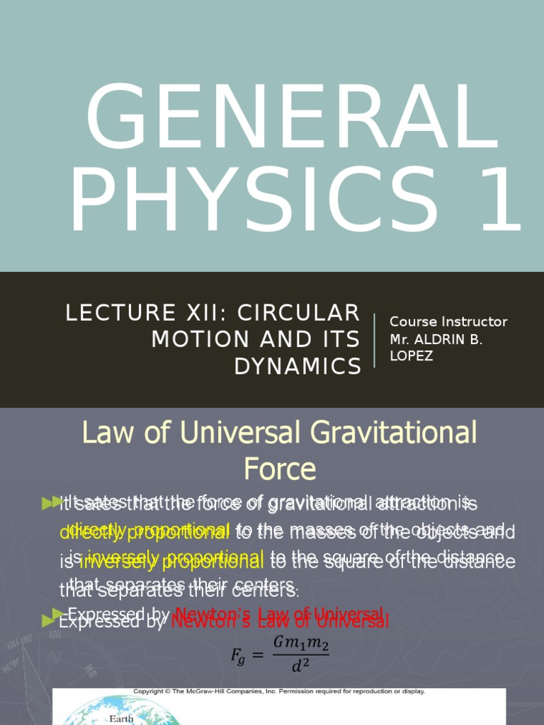 General Physics 1: Lecture Xii: Circular Motion and Its Dynamics ...