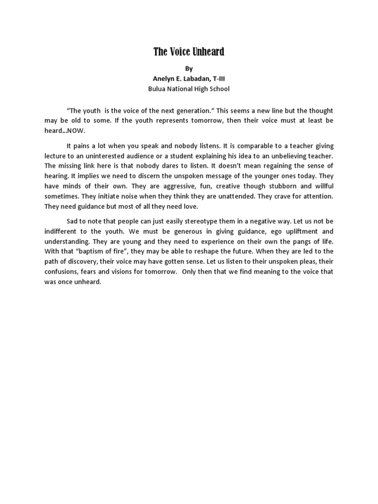 The Voice Unheard | PDF | Social Science