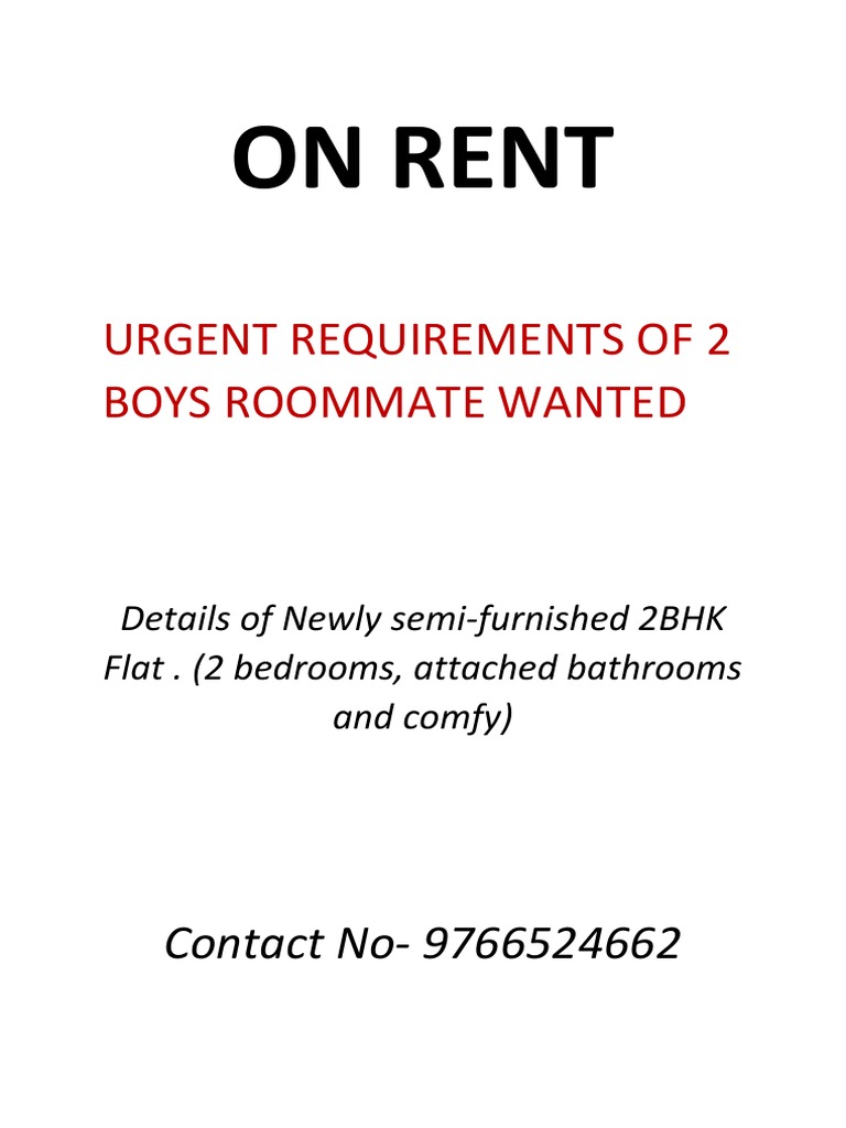 Roommate Wanted for 2BHK Flat | PDF