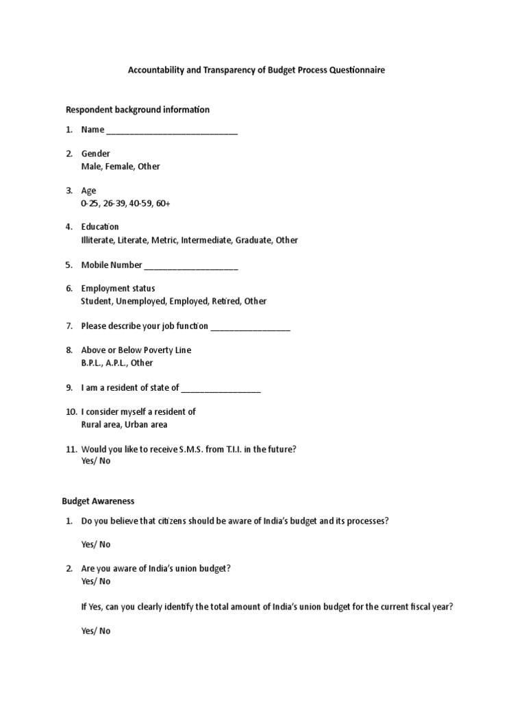 Budget Process Accountability Survey | PDF | Government Of India | Taxes