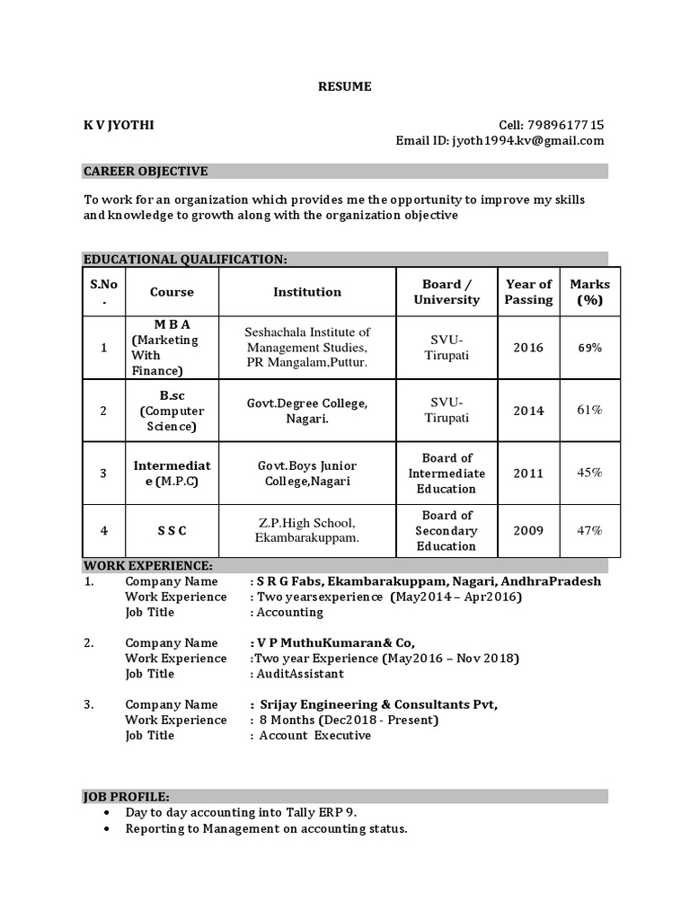Jyothi Resume 2019-20 | PDF | Psychological Concepts | Learning