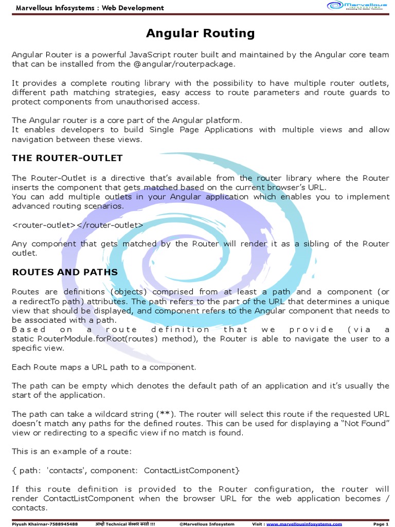 Marvellous Angular - Routing PDF | PDF | Routing | World Wide Web