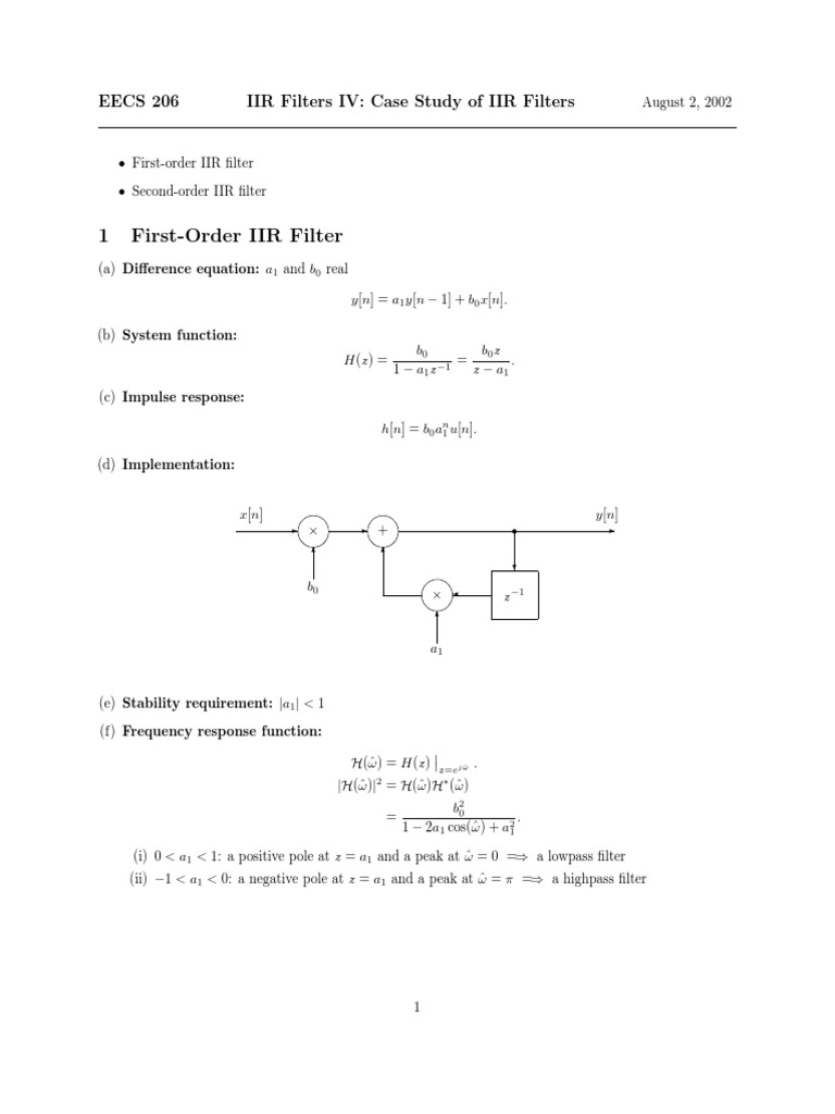 First Order - Second Order Iir Filters | PDF | Low Pass Filter ...