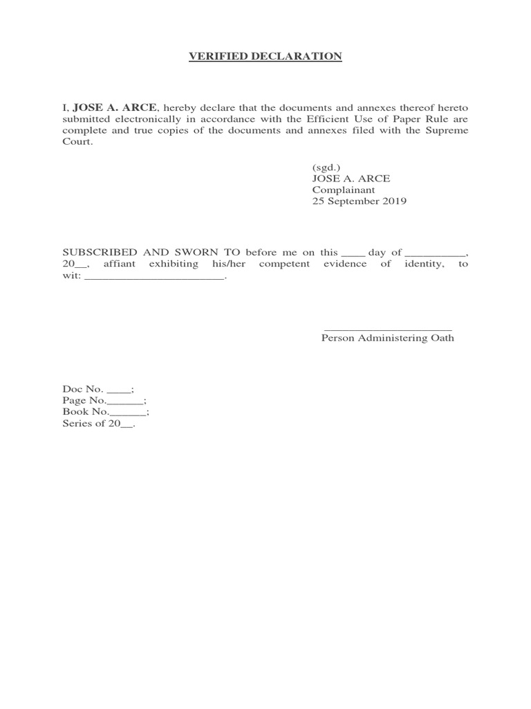 Verified Declaration | PDF