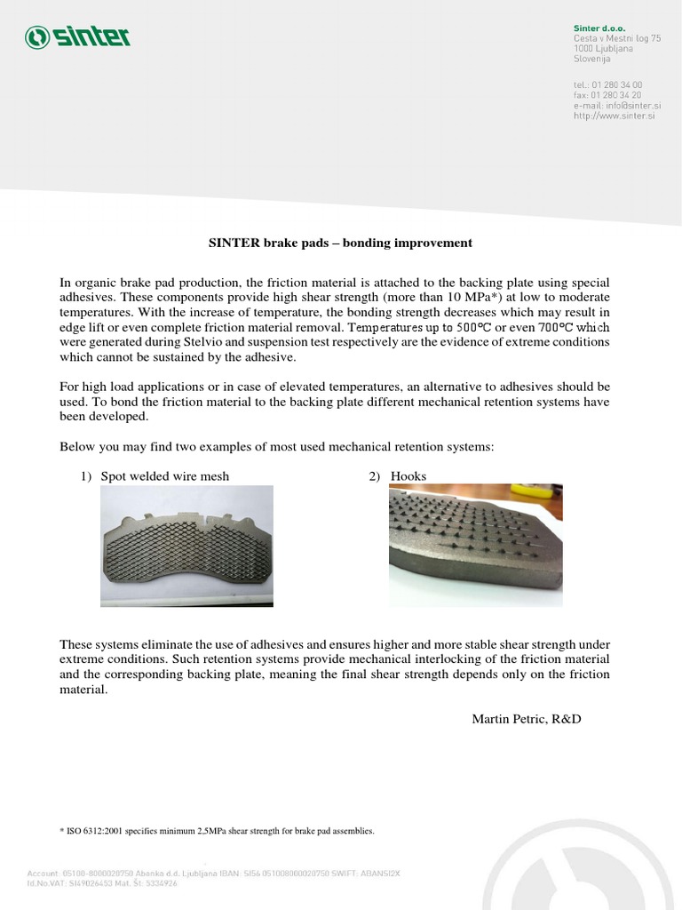 Improving Brake Pad Bonding Through Sintering and Mechanical Retention ...