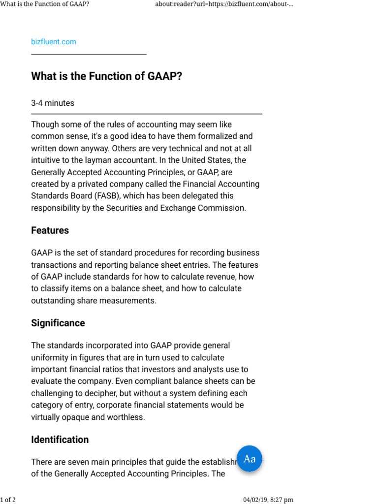 Function of GAAP.pdf | Generally Accepted Accounting Principles (United ...