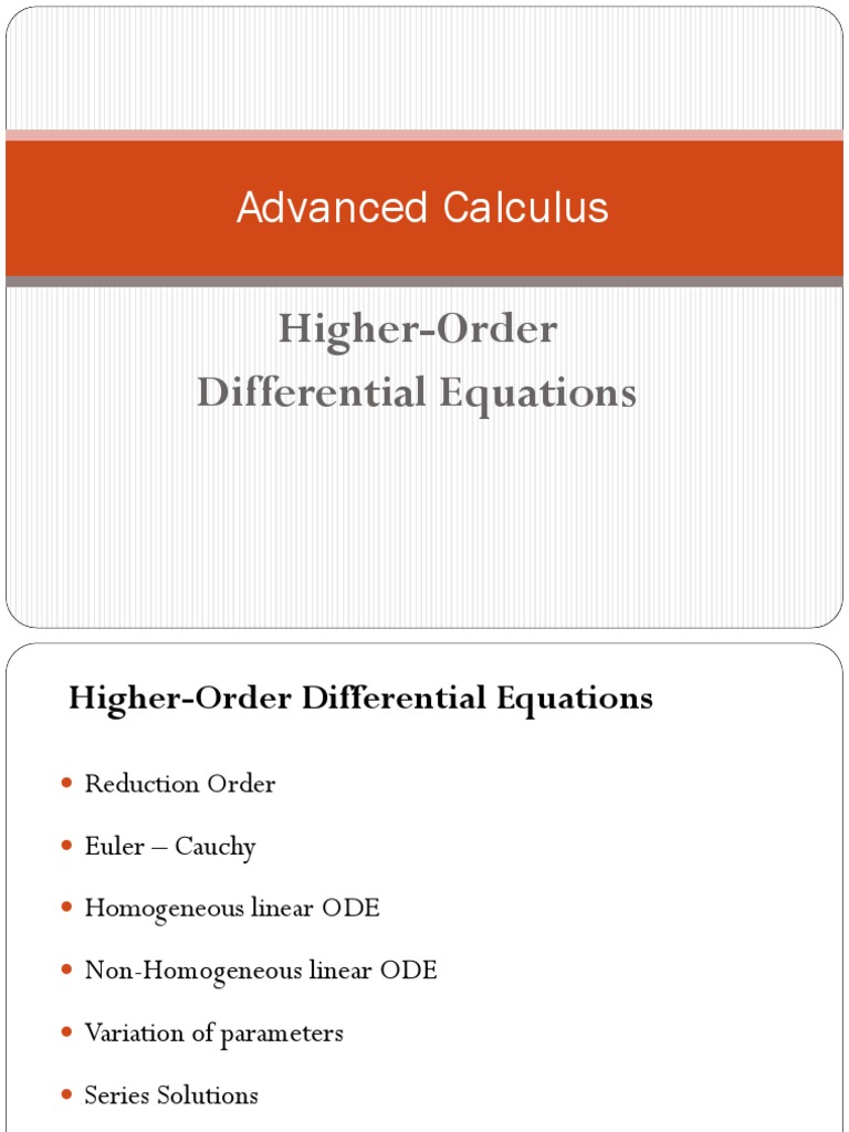 Advanced Calculus: Higher-Order Differential Equations | Download Free ...