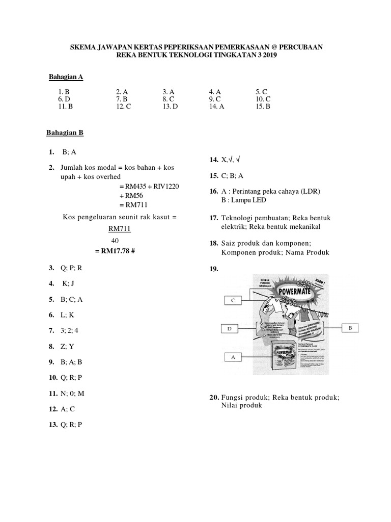RBT SKEMA JAWAPAN Soalan Percubaan PT3 2019 PDF | PDF