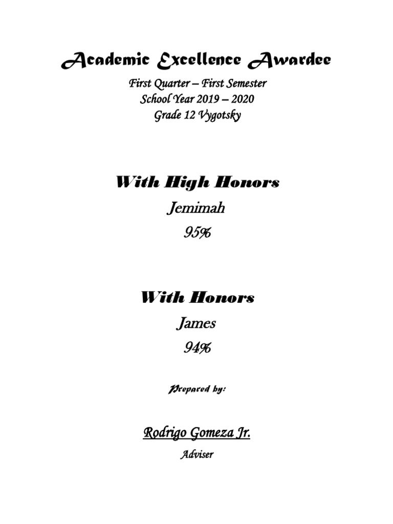 Academic Excellence Awardee | PDF