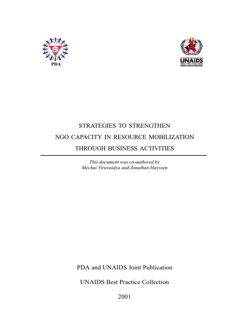 Ngo Resource Mobilization Strategies Pdf Non Governmental