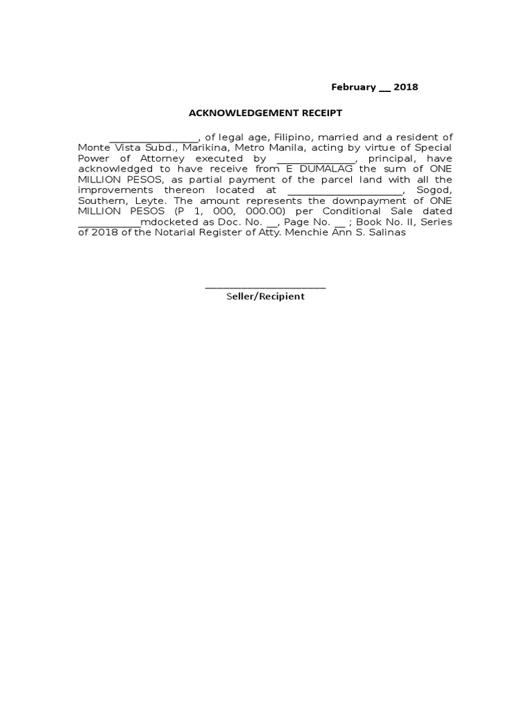 Acknowledgement Receipt-E DUMALAG | PDF