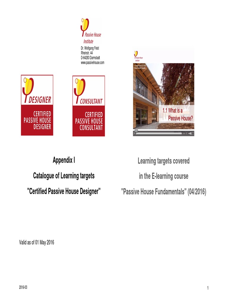 Passive House Learning - Targets - Elearning - 2016 - EN PDF | PDF ...