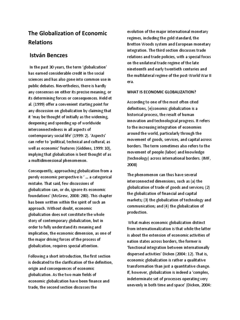 Economic Globalization Explained | PDF | Bretton Woods System | Fixed ...
