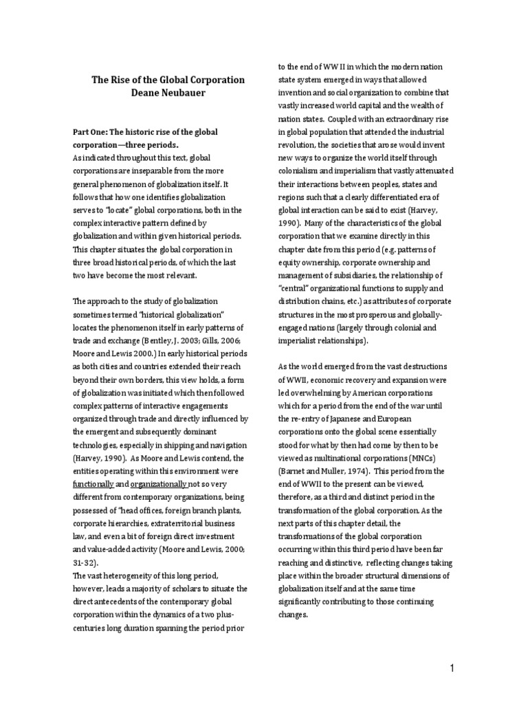 The Evolution of Global Corporations | PDF | Foreign Direct Investment ...