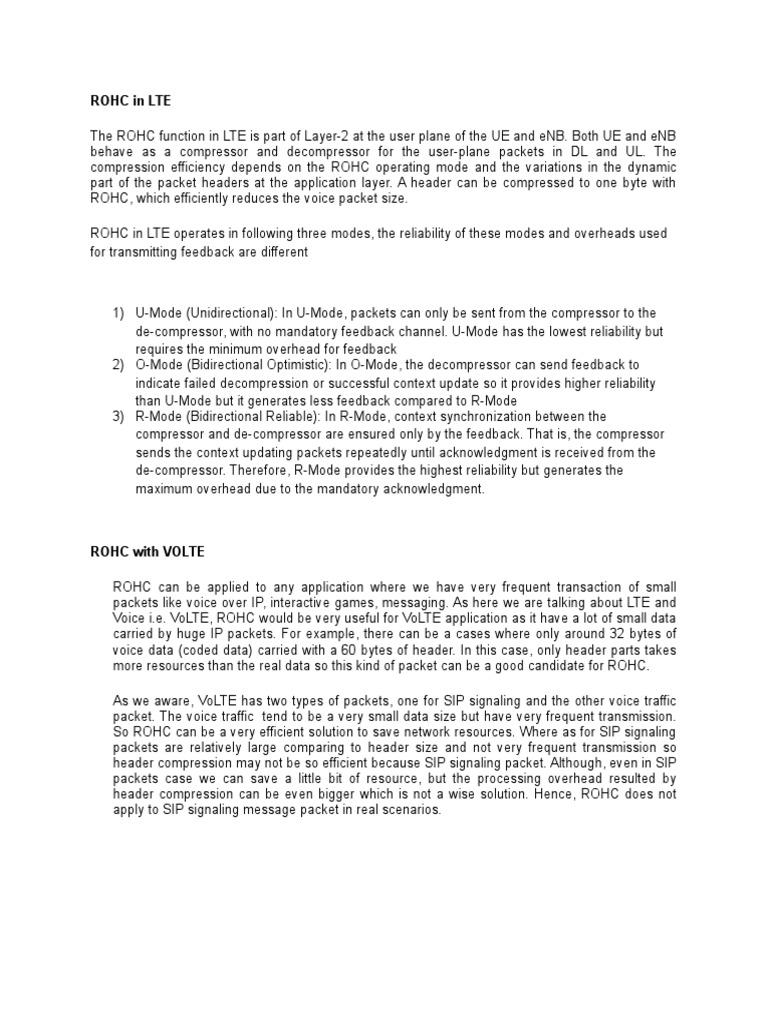 ROHC in LTE | PDF | Information And Communications Technology ...