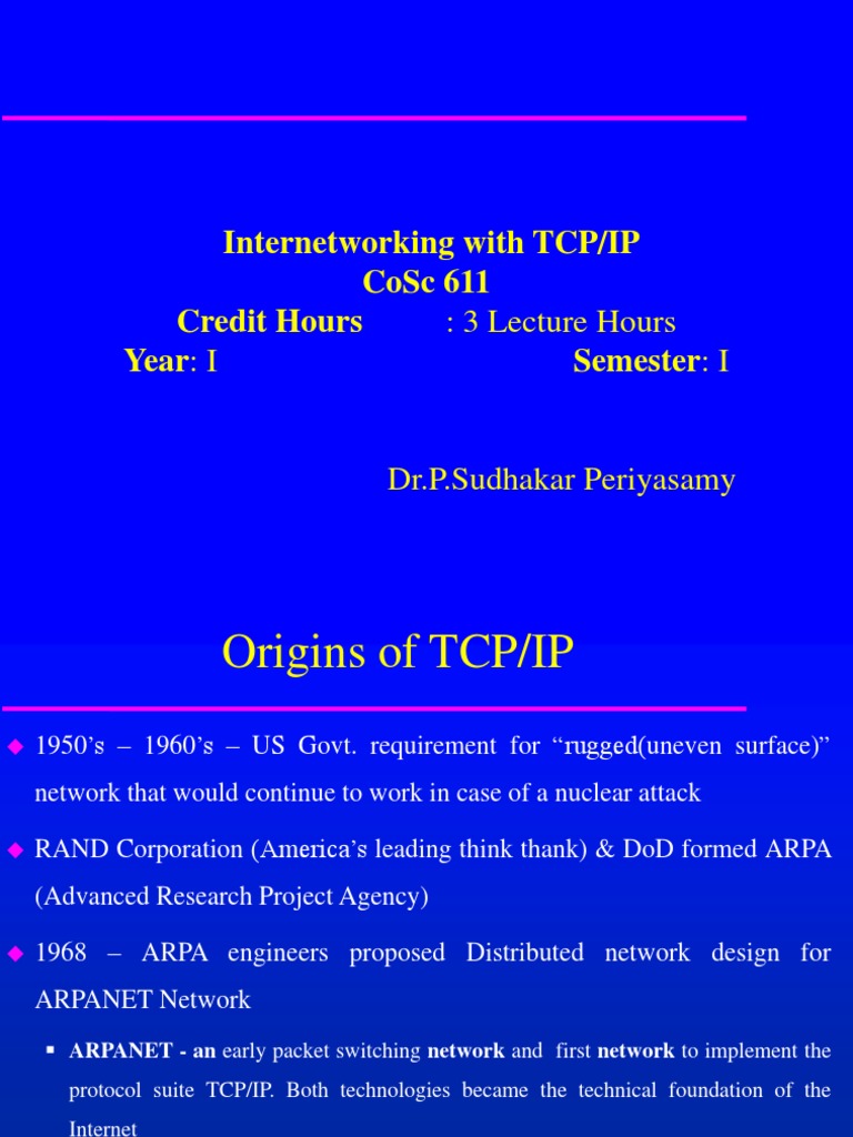 Internetworking With Tcp/Ip Cosc 611 Credit Hours Year: I Semester: I ...