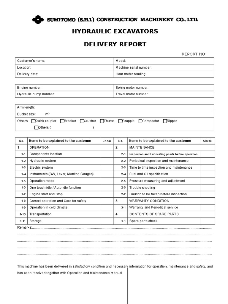 Delivery Report Form | PDF | Vehicles | Machines