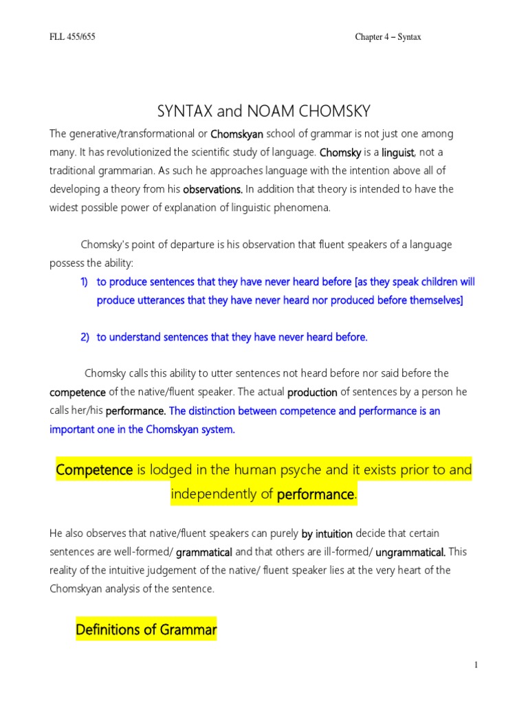 Syntax and Noam Chomsky | PDF | Phrase | Syntax