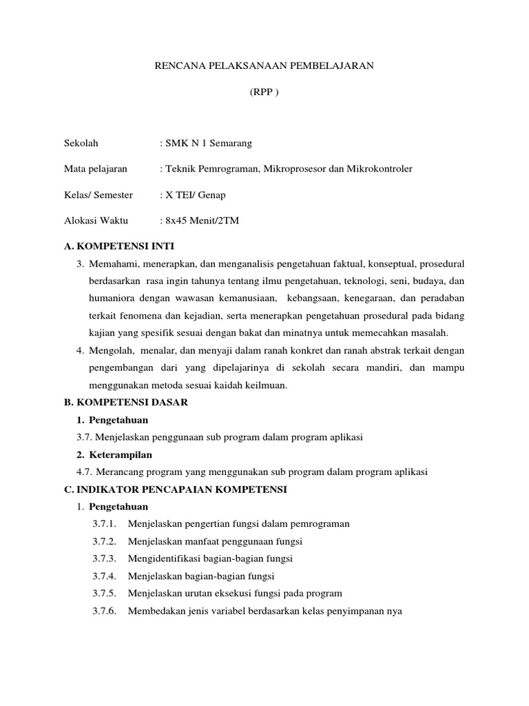 RPP Teknik Pemrograman, Mikrokontroler Dan Mikroprosesor | PDF | Komputer