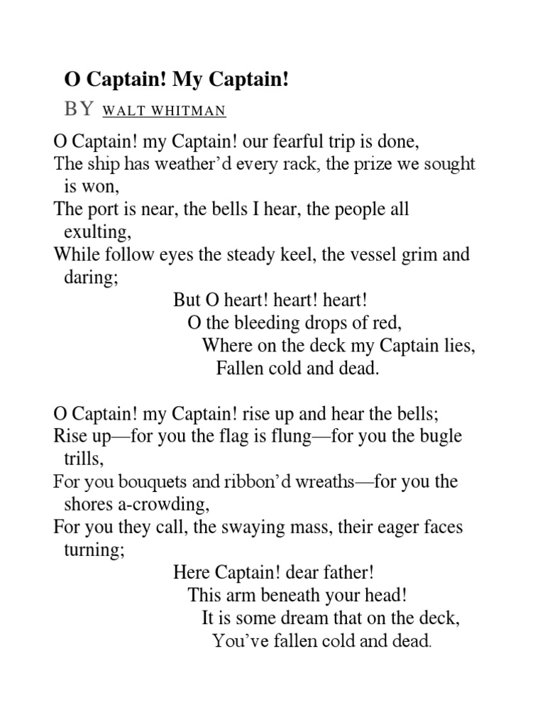 O Captain! My Captain!: Walt Whitman | PDF
