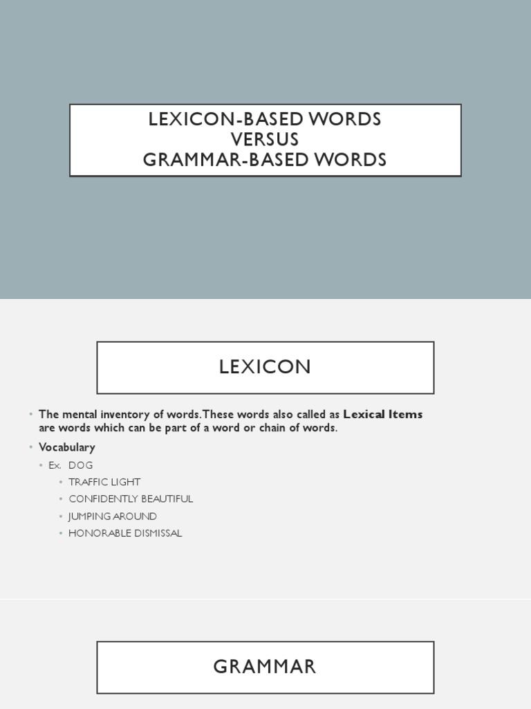 Lexicon-Based Words Versus Grammar-Based Words | PDF