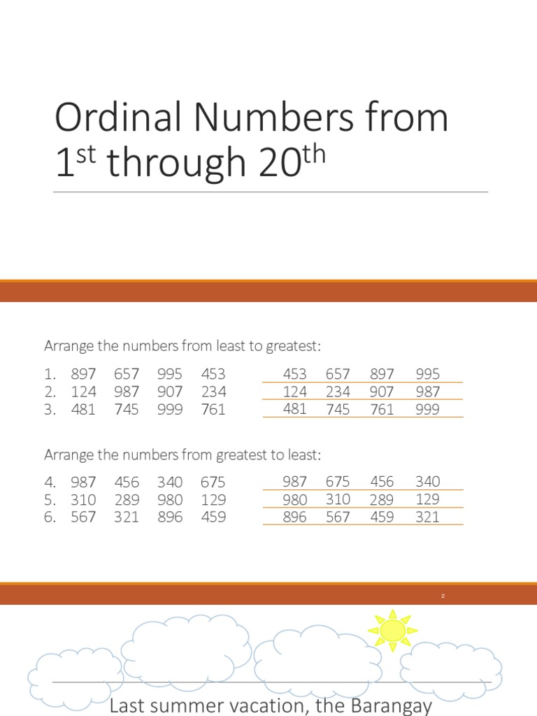 Ordinal Numbers 1st to 20th Guide | PDF