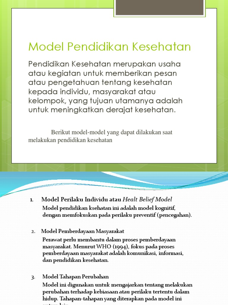 Model Pendidikan Kesehatan | PDF | Karier & Perkembangan | Kesehatan Holistik
