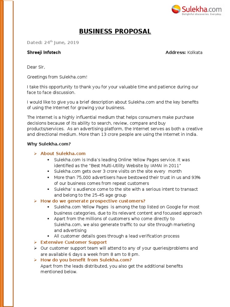 Business Proposal - Shreeji Infotech PDF | PDF | Advertising | Direct ...