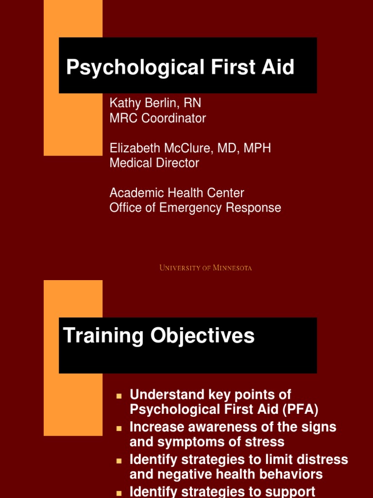 Psychological First Aid | PDF | Psychological Resilience ...