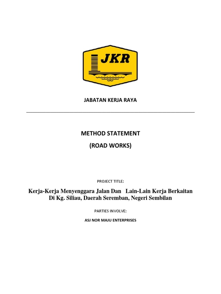 Method Statement (Road Works) : Jabatan Kerja Raya | PDF | Asphalt | Concrete