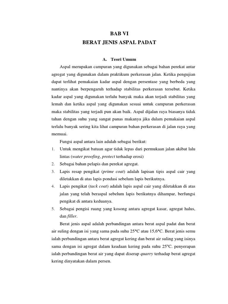 Berat Jenis Aspal Padat | PDF