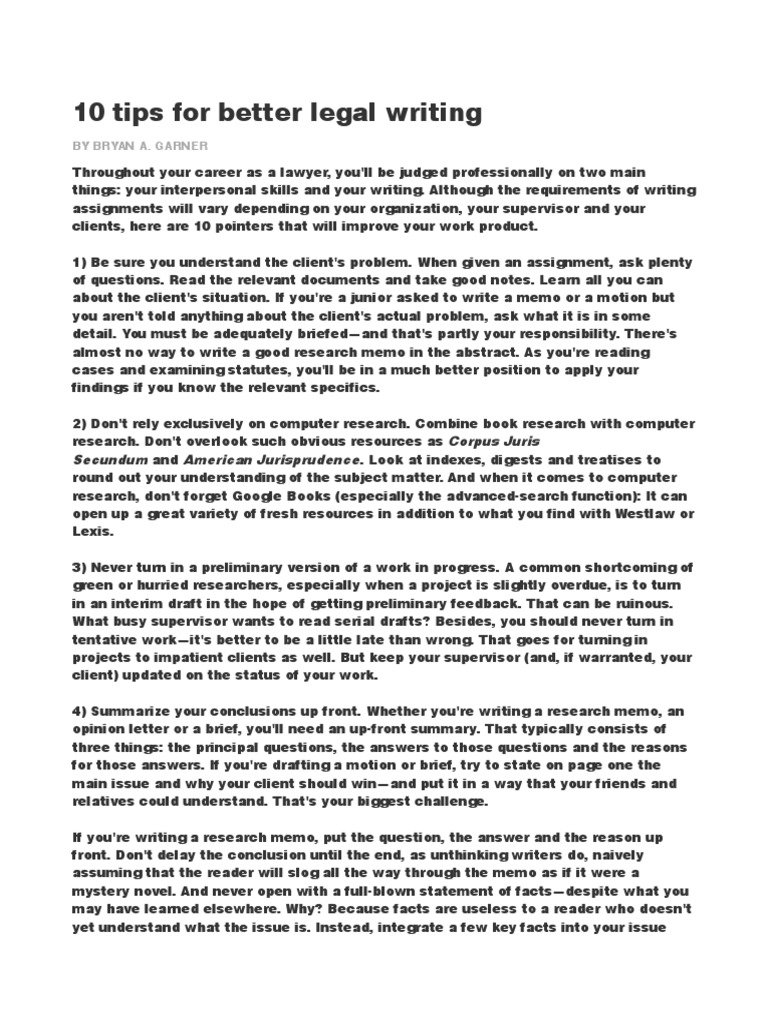 10 Tips For Better Legal Writing | PDF | Government | Justice