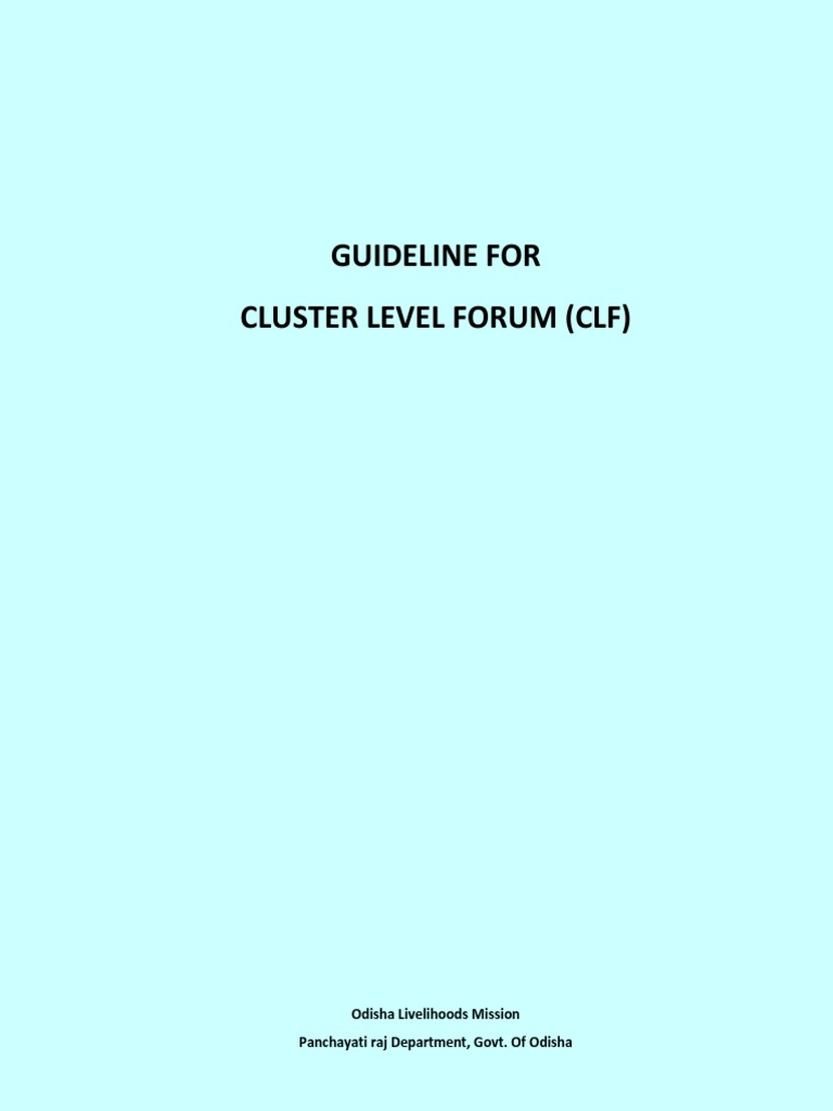 Guideline For Cluster Level Forum (CLF) : Odisha Livelihoods Mission ...