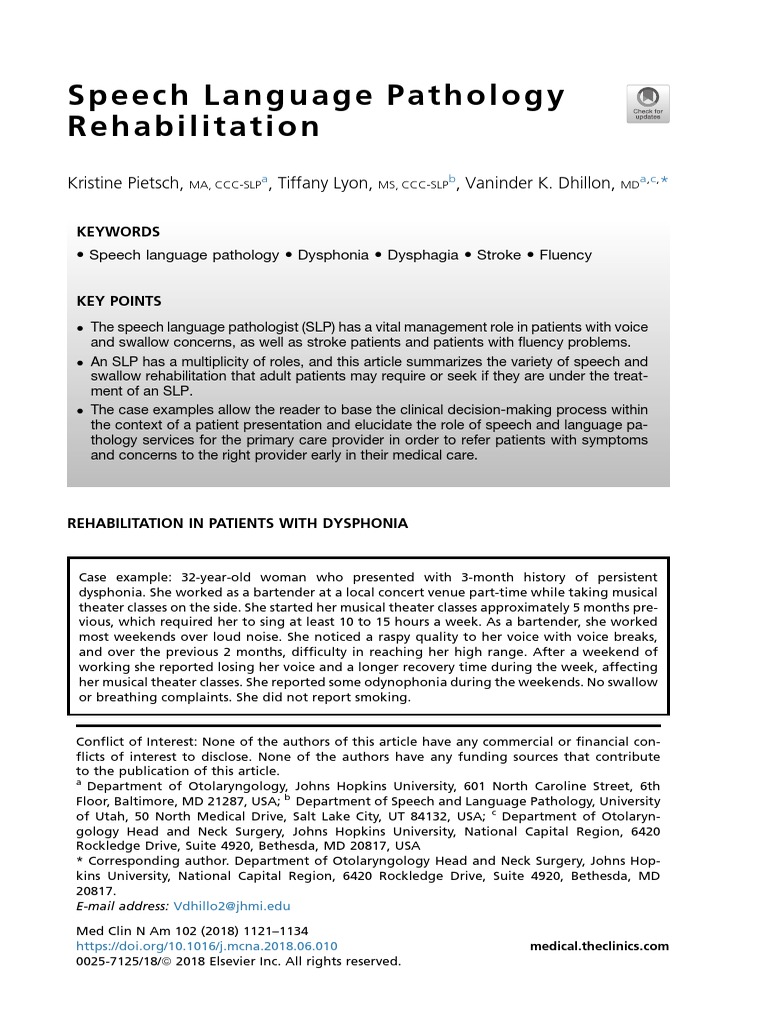 Speech Language Pathology Rehabilitation | PDF | Stuttering | Speech ...