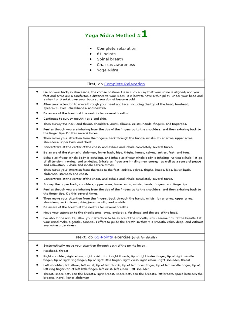 Yoga Nidra Method | PDF | Yoga | Nondualism