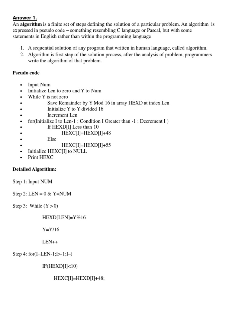 Answer 1 Pdf Control Flow Algorithms