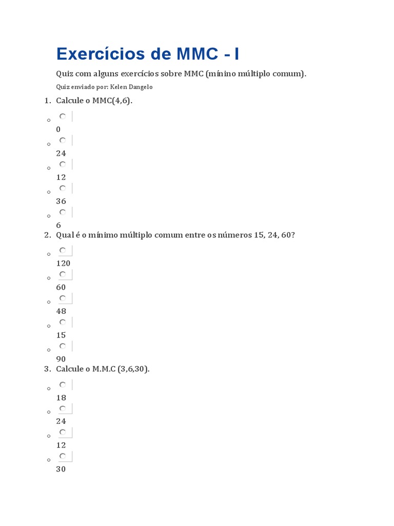 Exercícios de MMC | PDF