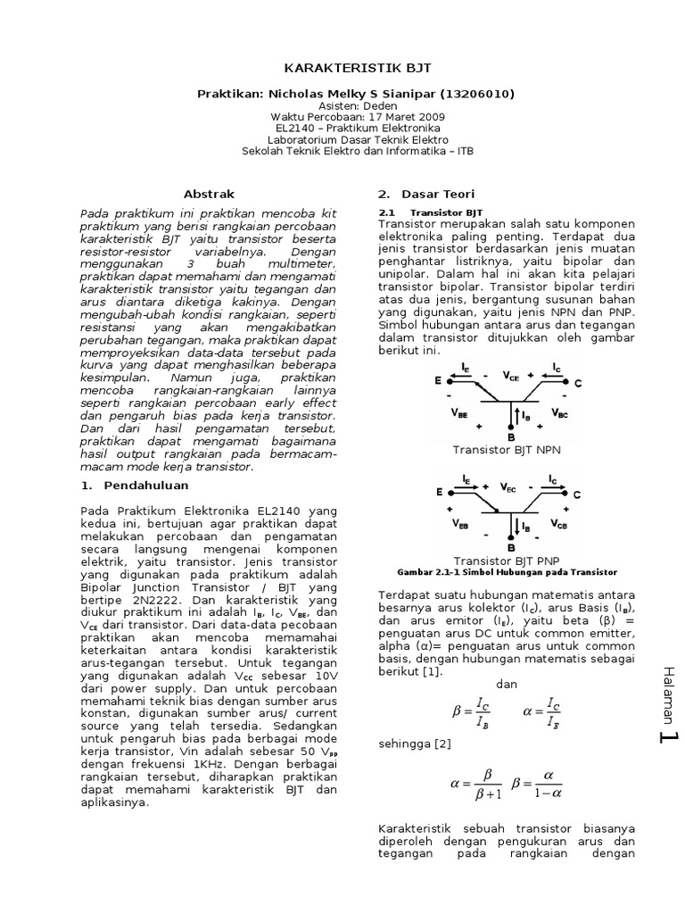 Karakteristik-Bjt PDF | PDF