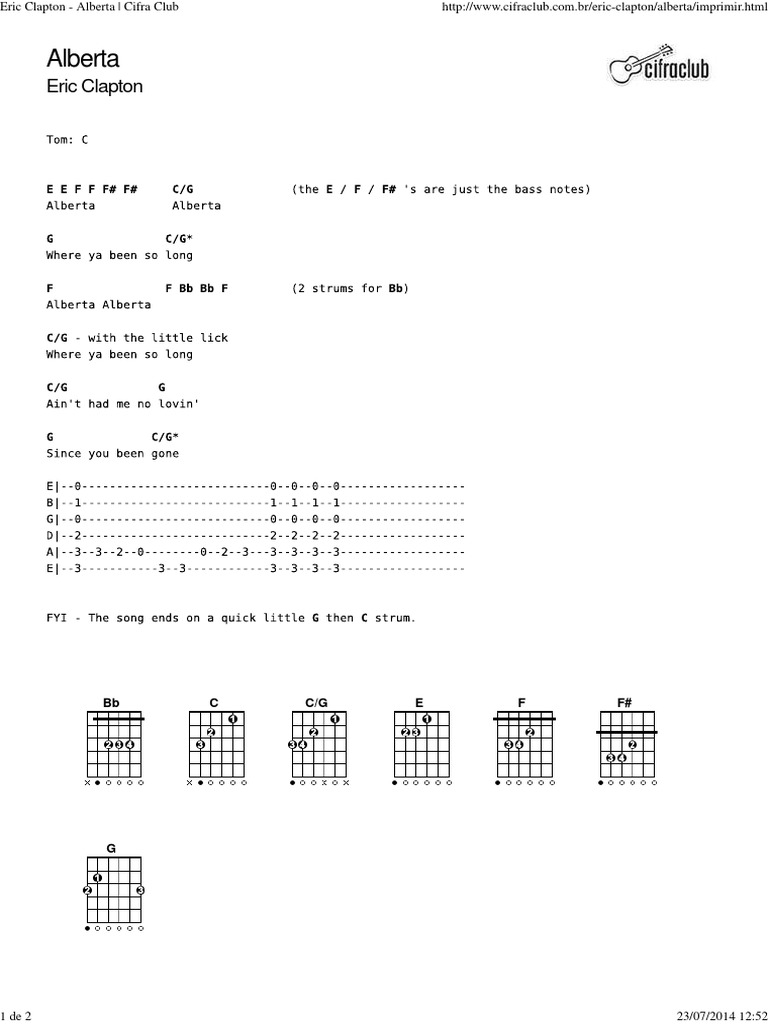 Alberta Chords by Eric Clapton | PDF