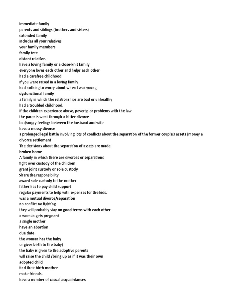 Immediate Family Extended Family | Download Free PDF | Family | Child ...