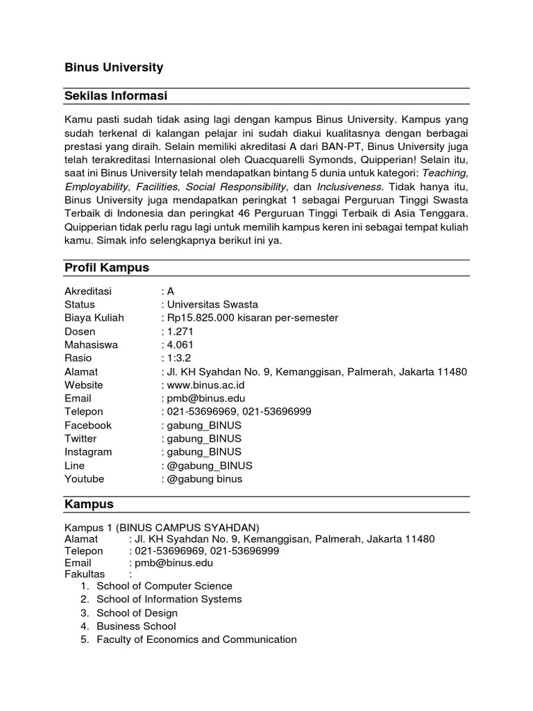Binus University | PDF