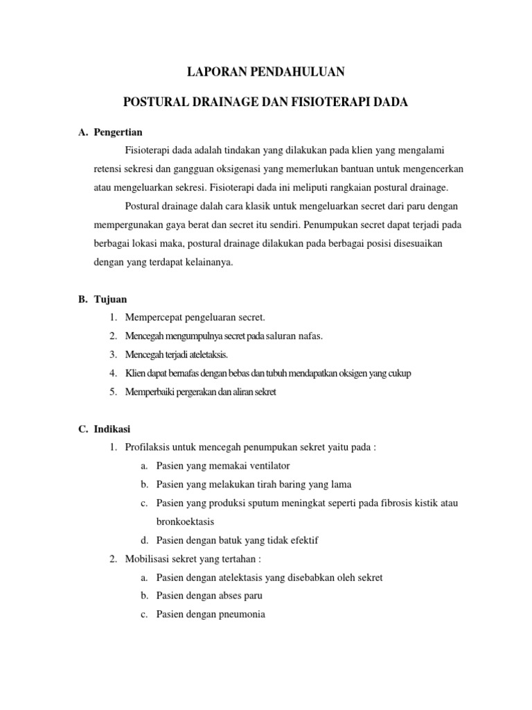Postural Drainage dalam Fisioterapi Dada | PDF