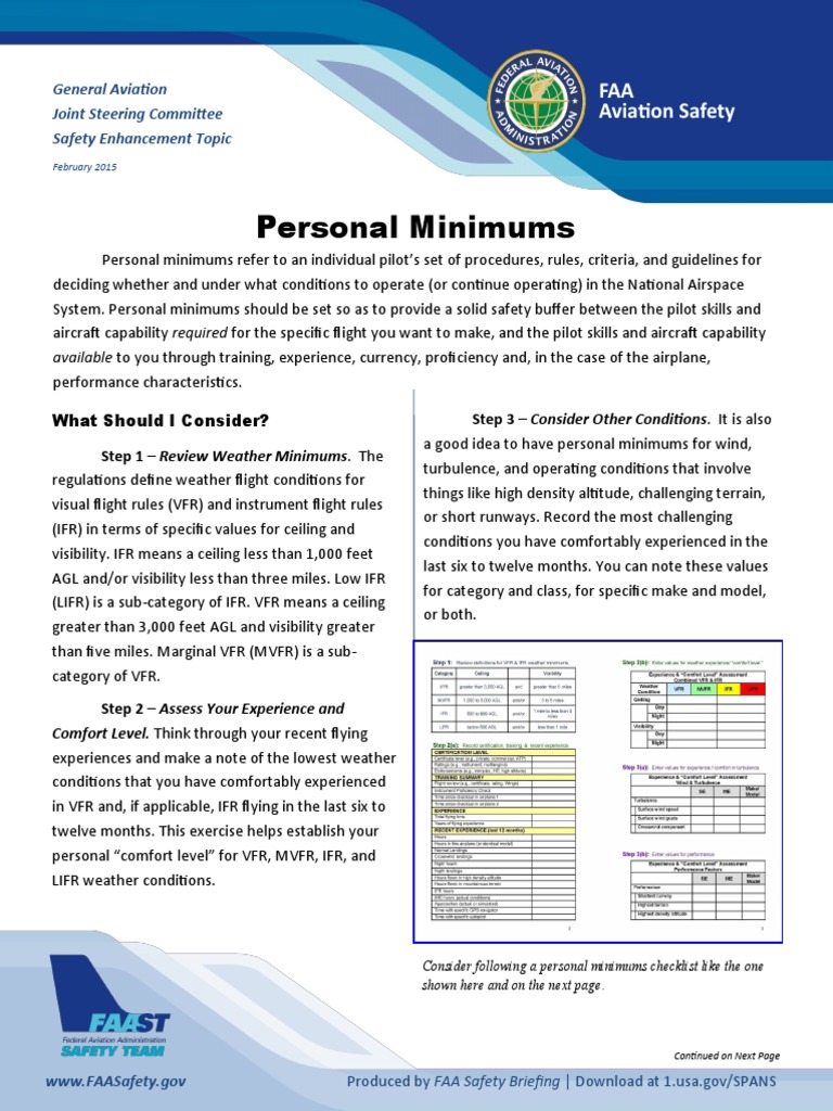 Personal Minimums | PDF | Instrument Flight Rules | Visual Flight Rules
