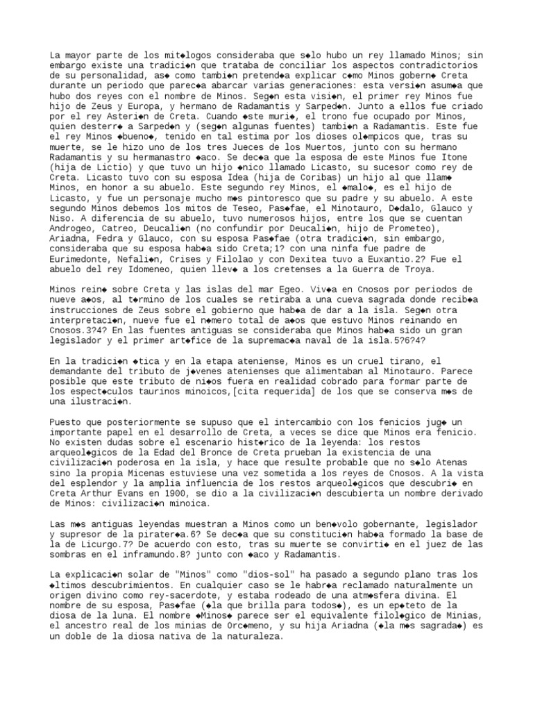 Rey Minos | PDF | Minotauro | Caracteres mitológicos griegos