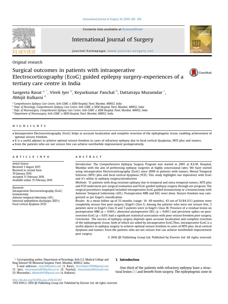 Surgical Outcomes in Patients With Intraoperative Electrocorticography ...