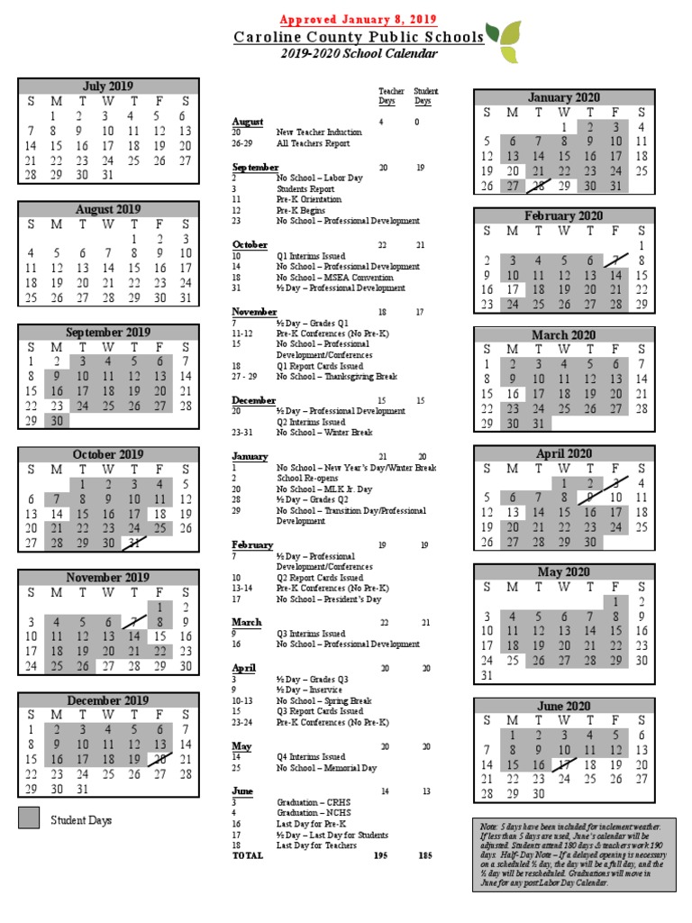 2019 2020 Approved Calendar Jan 2019 1 | PDF
